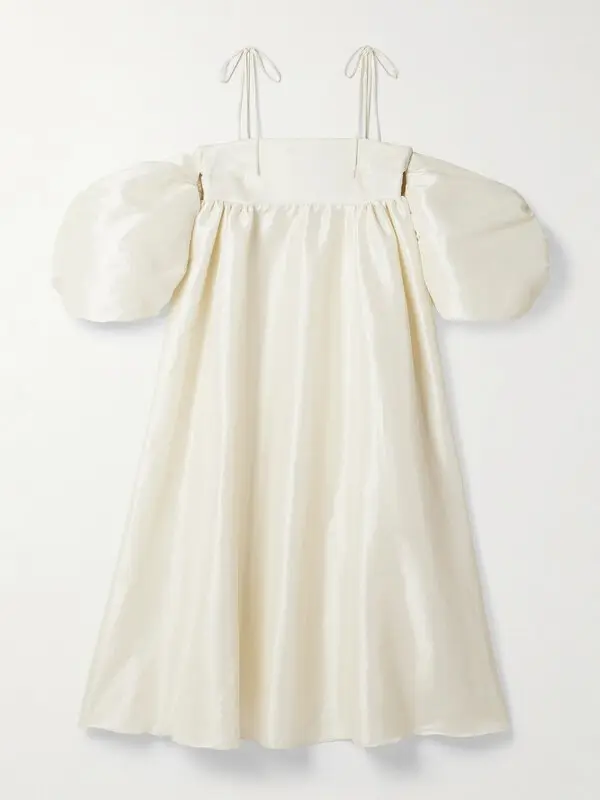 KIKA VARGAS Net Sustain Roberta Cold-shoulder Midi Dress - White