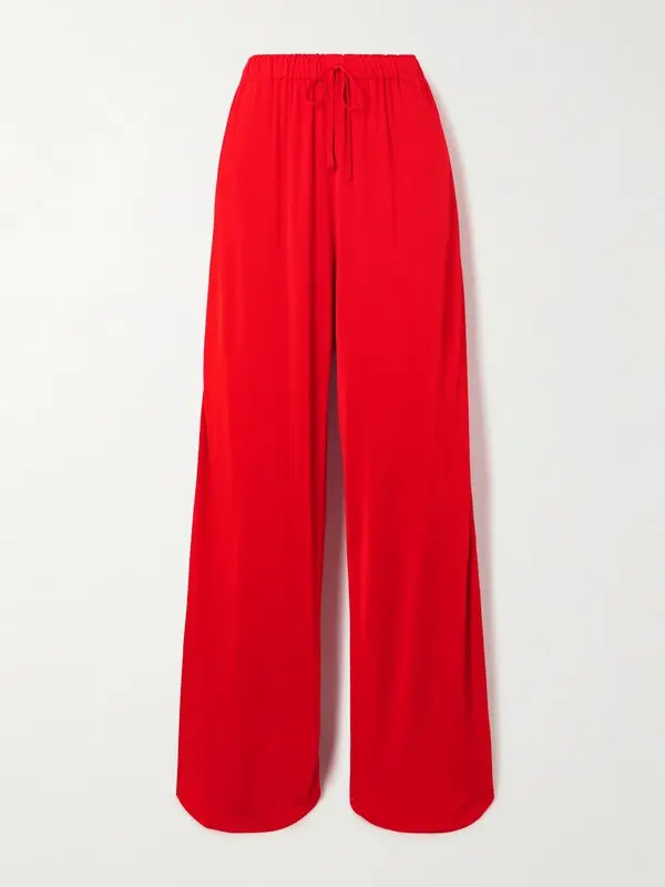 AZ FACTORY Aka Wide-leg Striped Satin Pajama Pants - Red