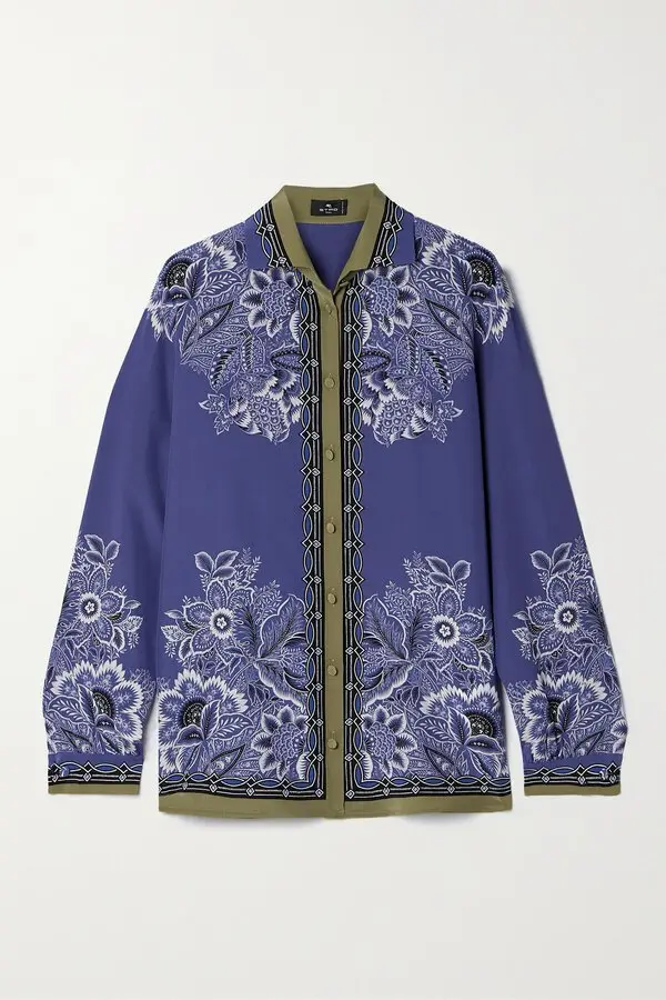 Etro Floral-print Silk-crepe Shirt