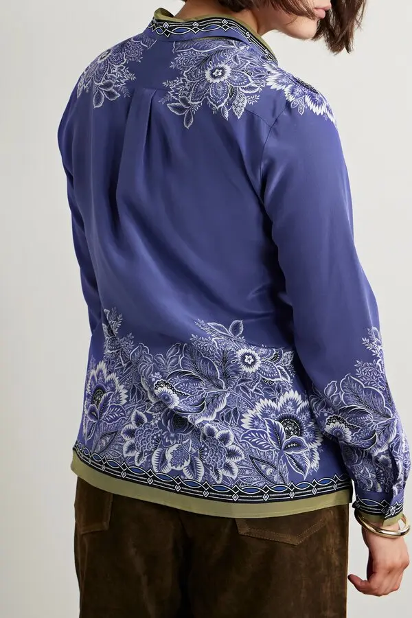 Etro Floral-print Silk-crepe Shirt