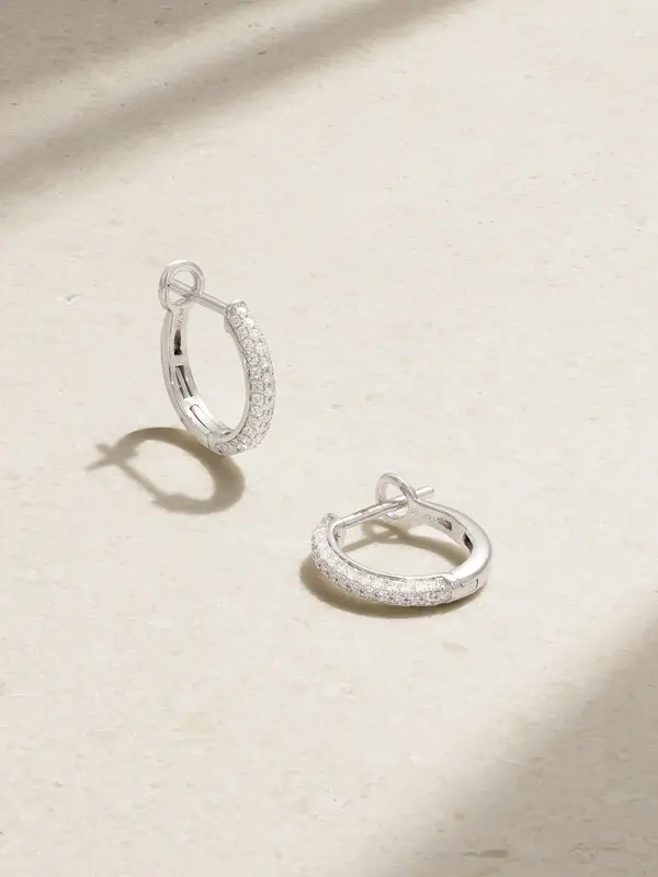 ROXANNE FIRST 14-karat White Diamond Hoop Earrings - Silver