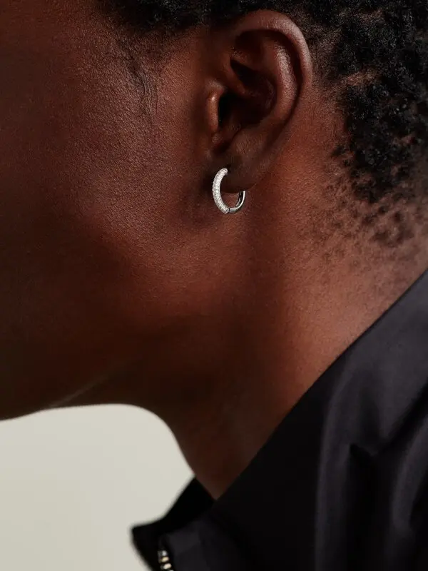 ROXANNE FIRST 14-karat White Diamond Hoop Earrings