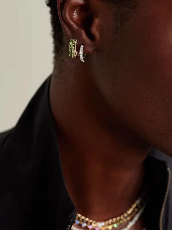 ROXANNE FIRST 14-karat White Diamond Hoop Earrings