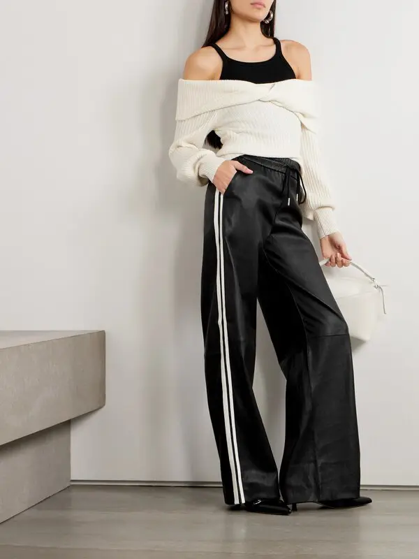 Sprwmn Striped Leather Straight-leg Track Pants