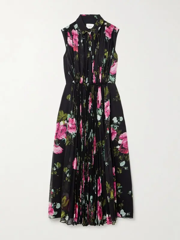Erdem Floral-print Chiffon Midi Dress - Black