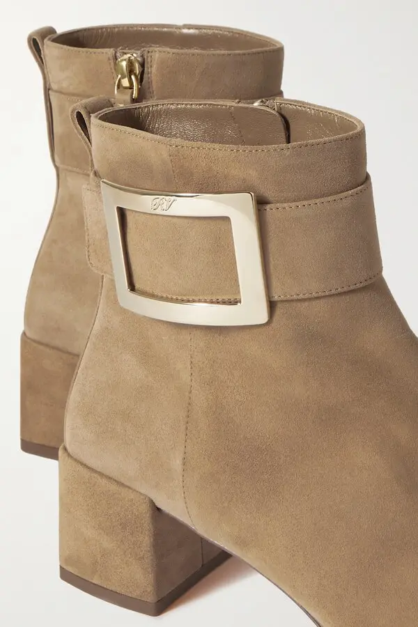 ROGER VIVIER So Vivier Buckled Suede Ankle Boots