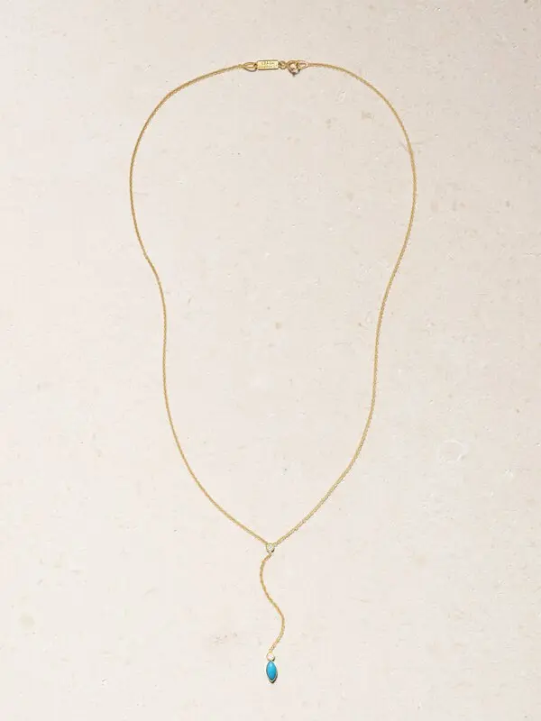 JENNIFER MEYER 18-karat Turquoise And Diamond Lariat Necklace - Gold