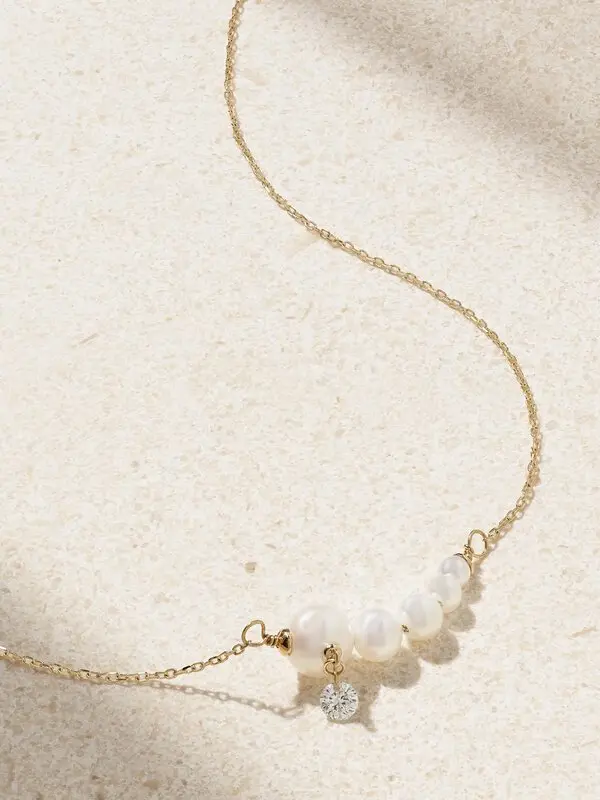 PERSEE 18-karat Pearl And Diamond Necklace - Gold