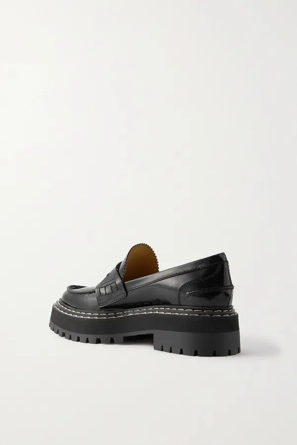 Proenza Schouler Lug Sole Glossed-leather Platform Loafers