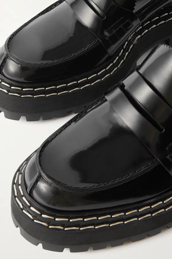 Proenza Schouler Lug Sole Glossed-leather Platform Loafers