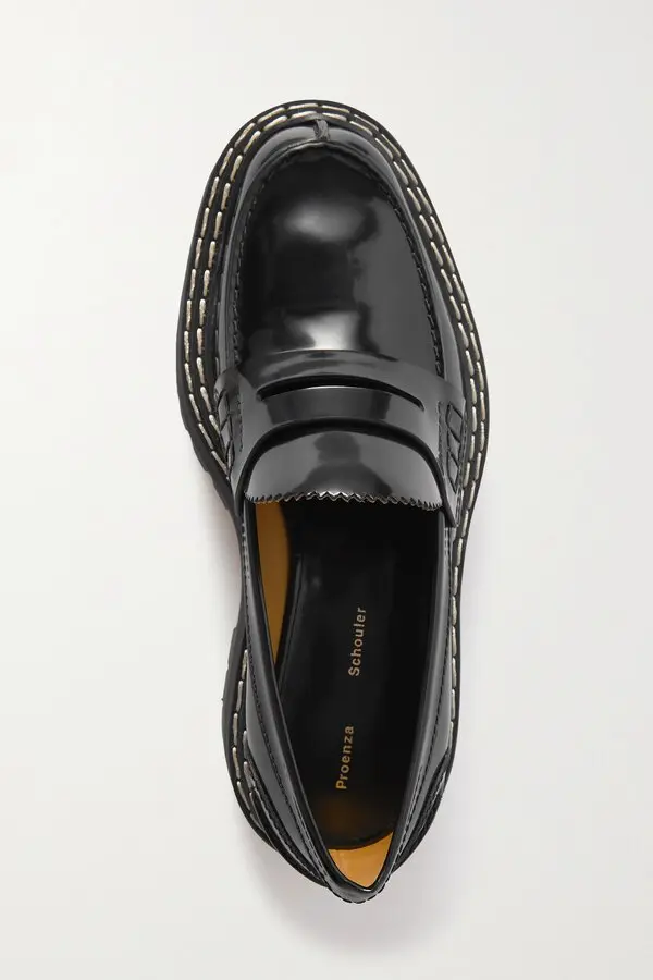 Proenza Schouler Lug Sole Glossed-leather Platform Loafers