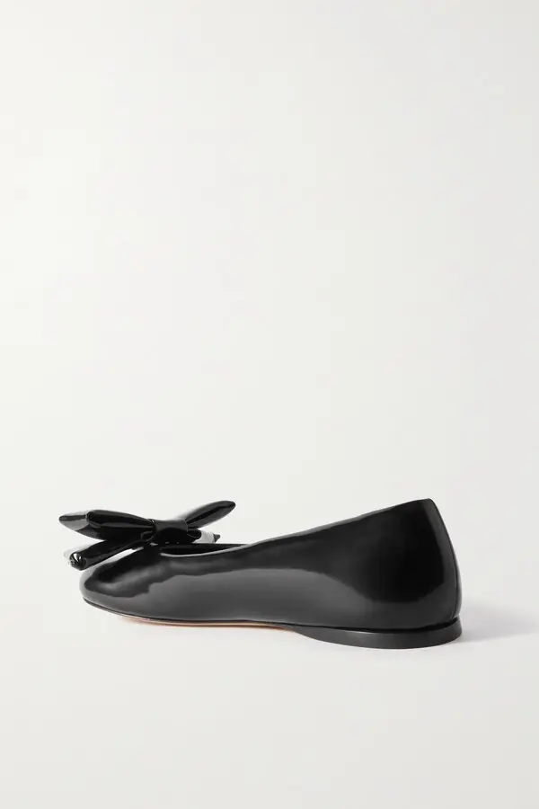 Loewe Puffy Bow-detailed Glossed-leather Ballet Flats