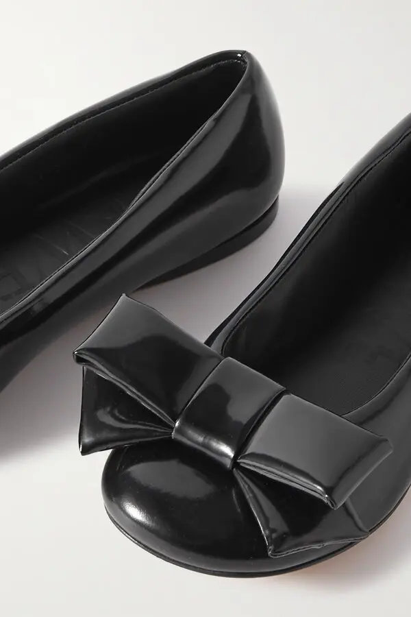 Loewe Puffy Bow-detailed Glossed-leather Ballet Flats