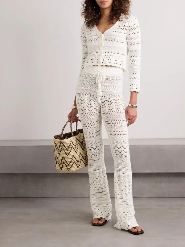 LoveShackFancy Fosta Crocheted Flared Pants