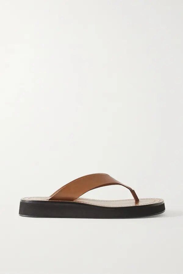 THE ROW Ginza Leather Platform Flip Flops