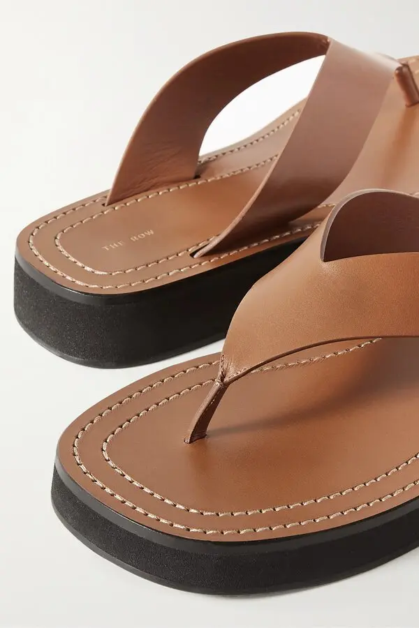 THE ROW Ginza Leather Platform Flip Flops