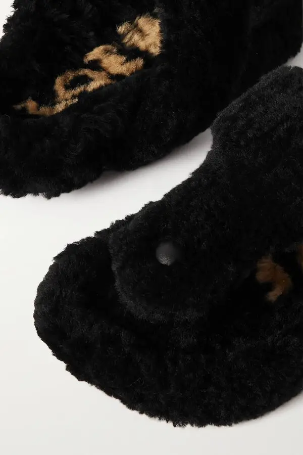 Loewe Shearling Sandals - Black