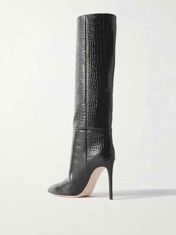 Paris Texas Croc-effect Leather Knee Boots