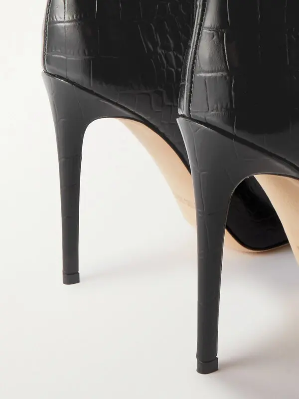 Paris Texas Croc-effect Leather Knee Boots