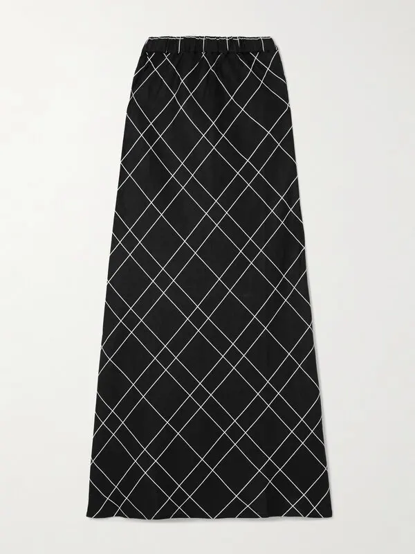 Faithfull The Brand Checked Organic Linen Maxi Skirt