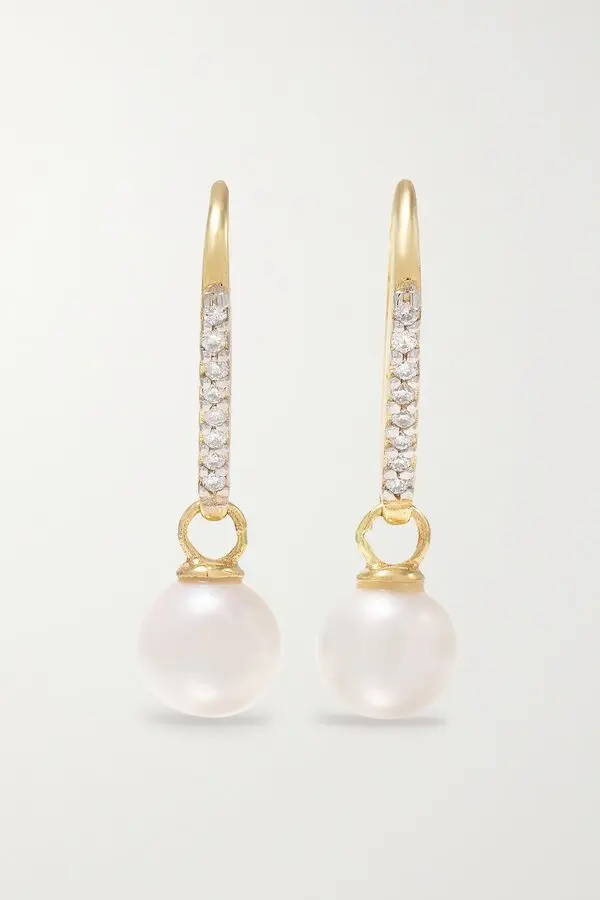 Mateo 14-karat Pearl And Diamond Drop Earrings - Gold
