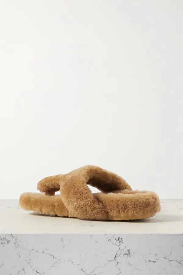 Loewe Shearling Sandals - Neutrals
