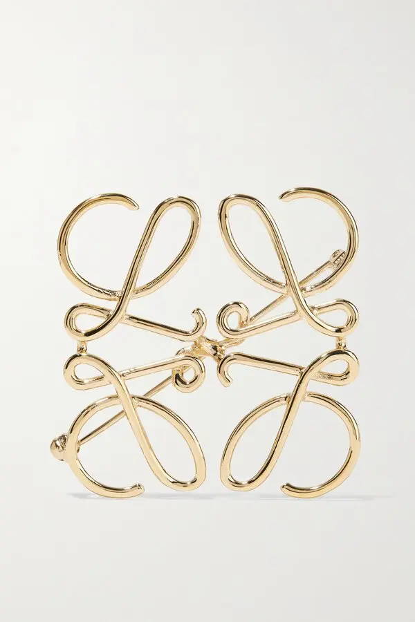 Loewe Anagram Brooch - Gold