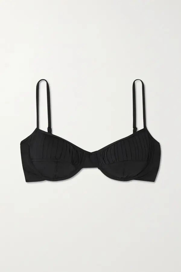 Fisch Net Sustain Italia Pleated Underwired Bikini Top - Black