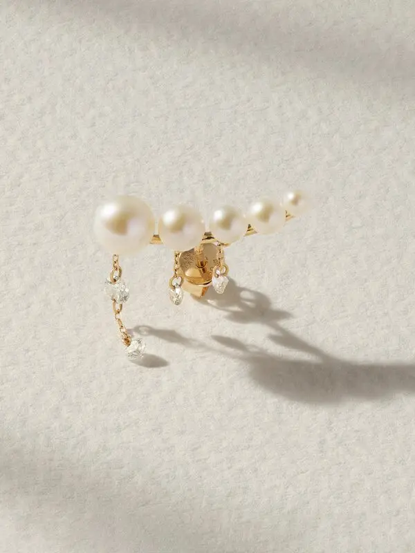 PERSEE Aphrodite 18-karat Pearl And Diamond Single Earring - Gold