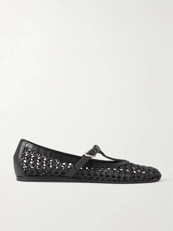 ANCIENT GREEK SANDALS Aerati Raffia Ballet Flats - Black