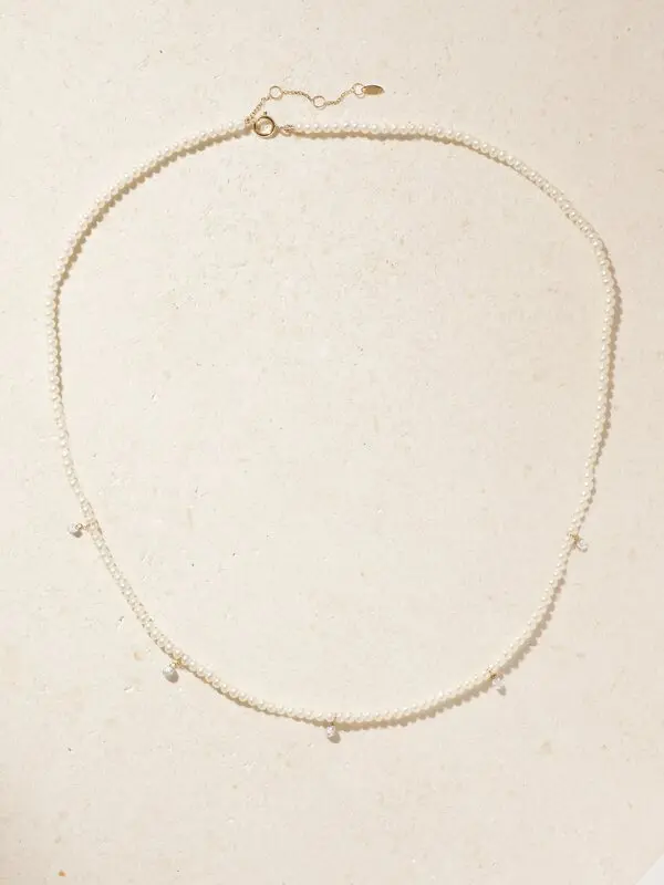 PERSEE 18-karat Pearl And Diamond Necklace - Gold