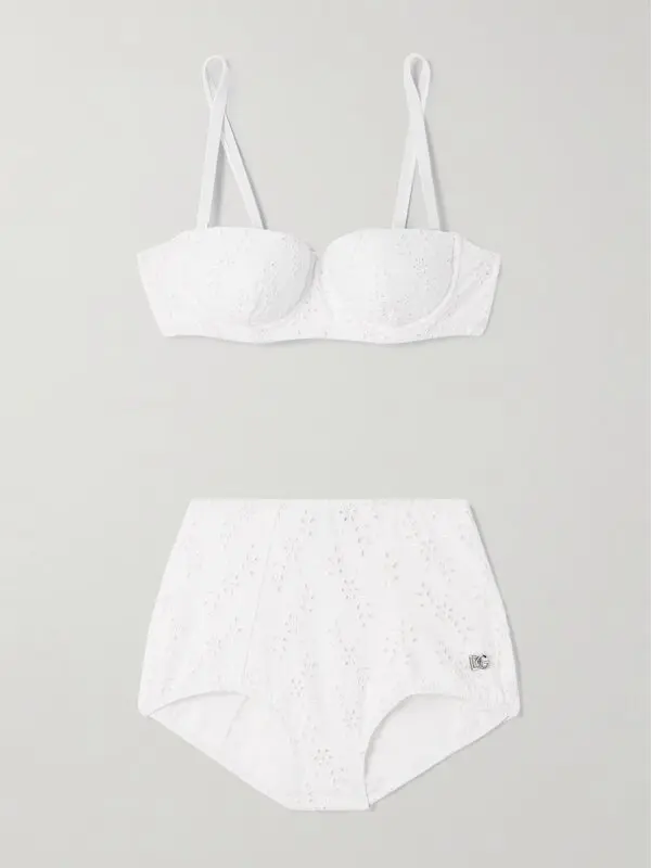 Dolce & Gabbana Broderie Anglaise Underwired Bikini - White