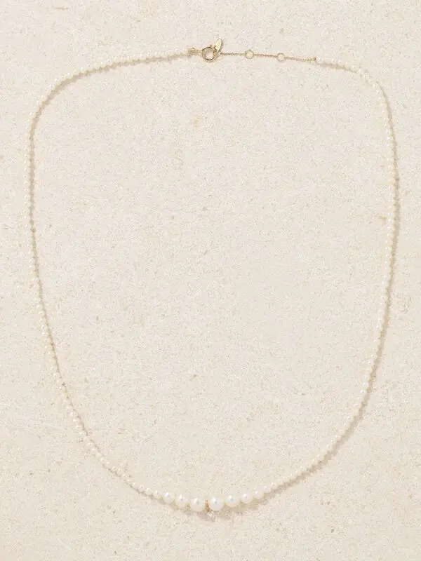 PERSEE 18-karat Pearl And Diamond Necklace - Gold