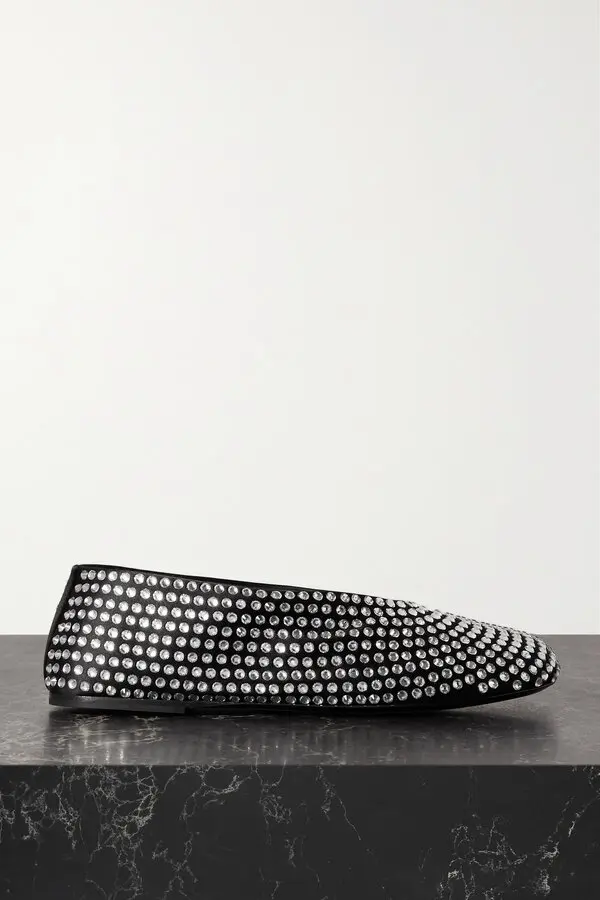 Khaite Marcy Crystal-embellished Ballet Flats - Black