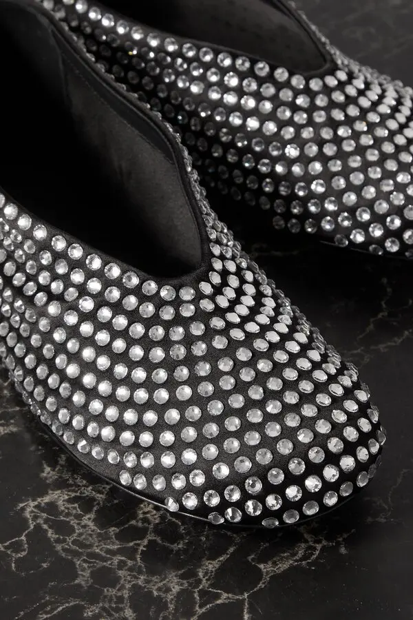 Khaite Marcy Crystal-embellished Ballet Flats - Black