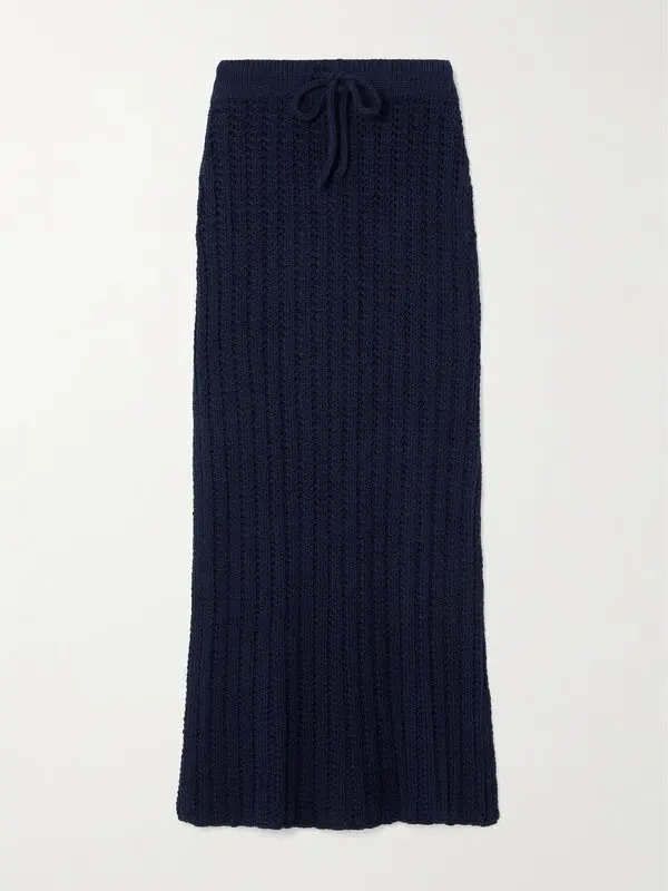 THE ELDER STATESMAN Reef Open-knit Maxi Skirt - Blue