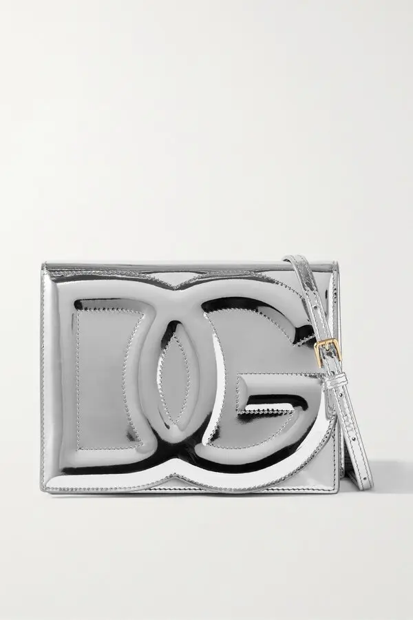 Dolce & Gabbana Metallic Patent-leather Shoulder Bag - Silver