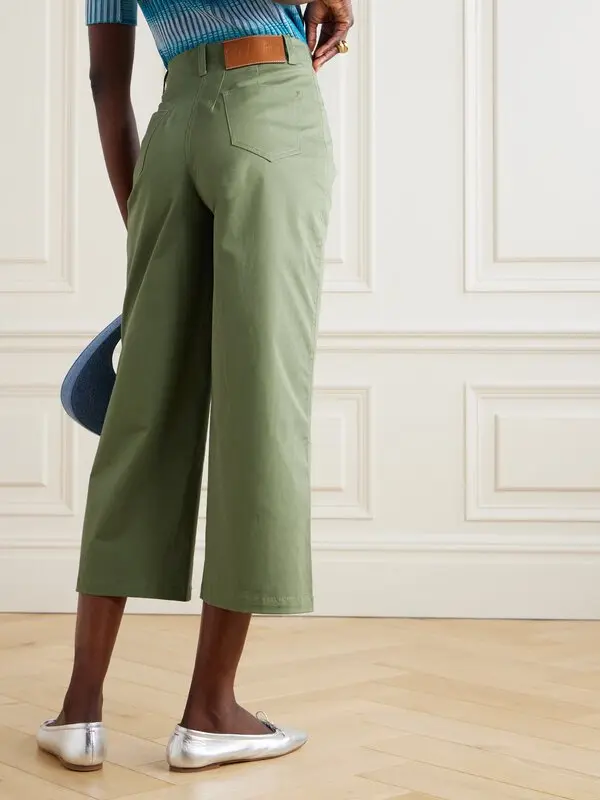 Staud Luca Cropped Wide-leg Twill Pants