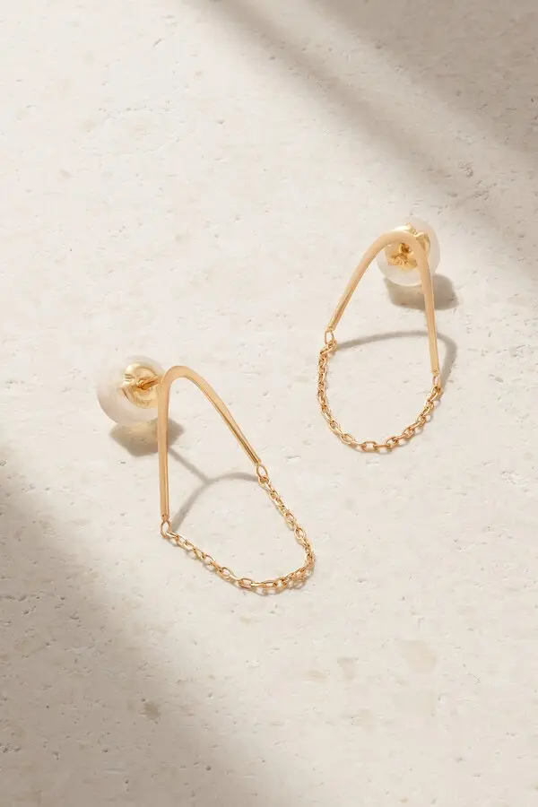 MELISSA JOY MANNING Single Chain V Drop 14-karat Recycled Earrings - Gold