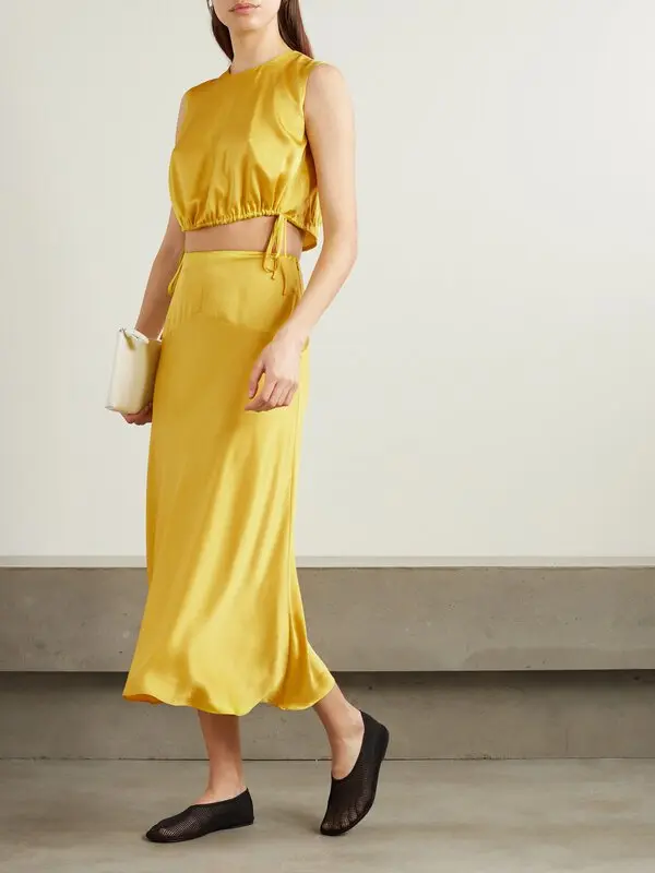 Tove Cecily Cropped Silk-satin Top