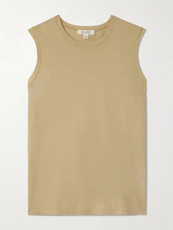 NILI LOTAN Cotton-jersey Tank - Brown