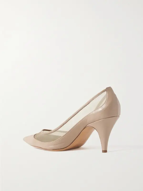 Khaite River Iconic Mesh-trimmed Patent-leather Pumps