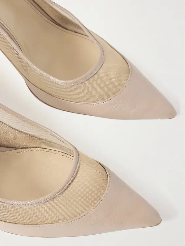 Khaite River Iconic Mesh-trimmed Patent-leather Pumps