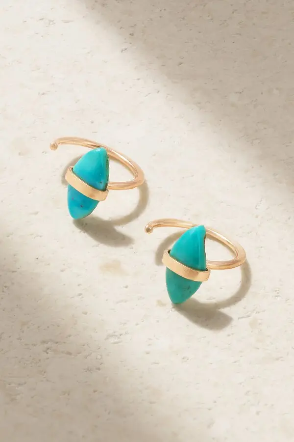 MELISSA JOY MANNING 14-karat Recycled Turquoise Hoop Earrings - Gold