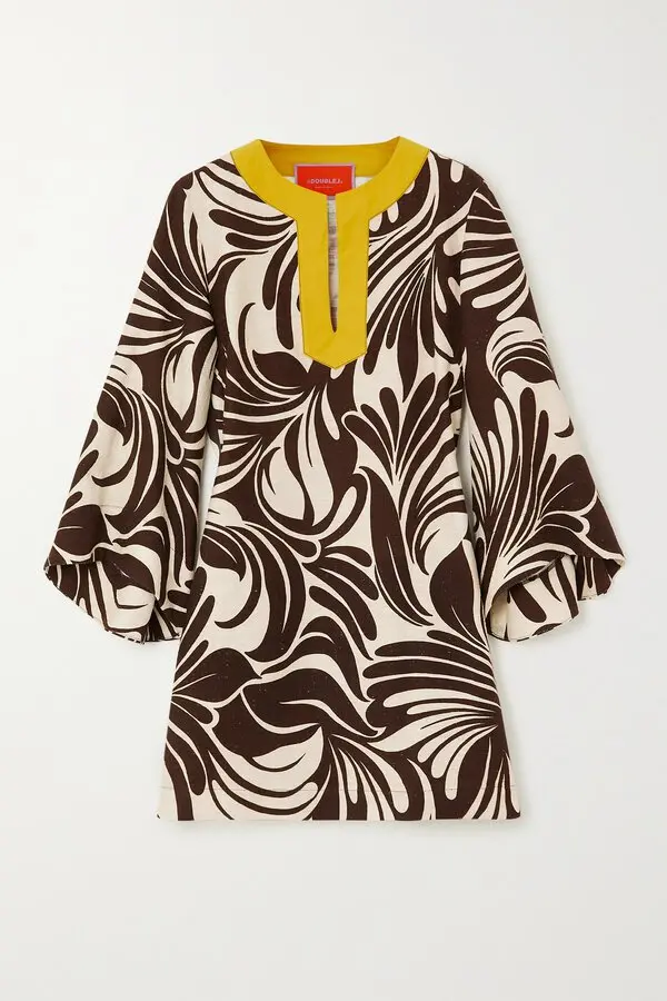 La DoubleJ The Kaftan" Printed Cotton-blend Mini Dress