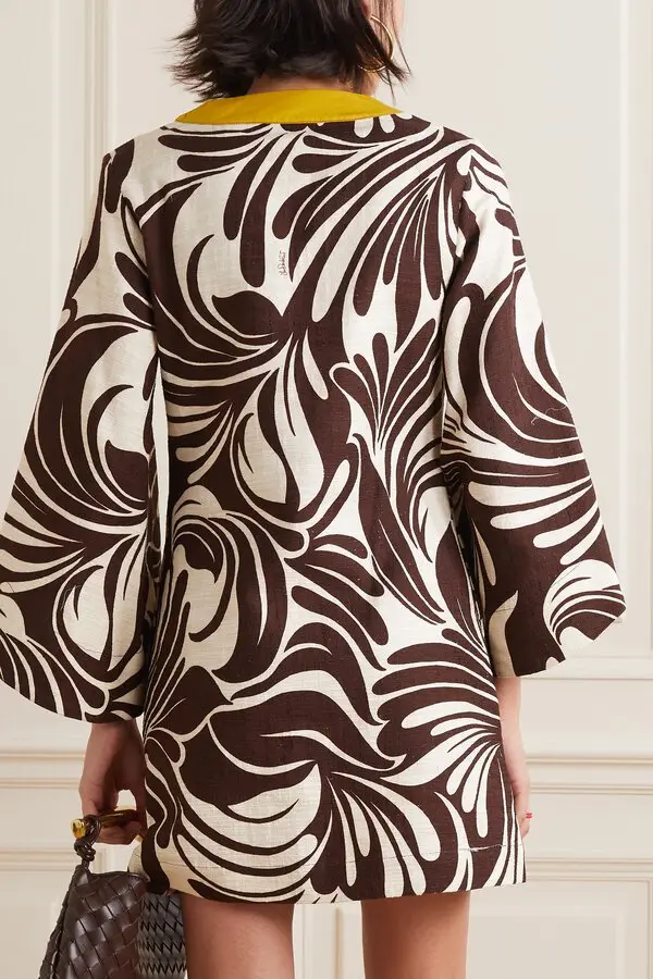 La DoubleJ The Kaftan" Printed Cotton-blend Mini Dress
