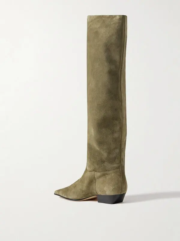 Khaite Marfa Suede Knee Boots - Green