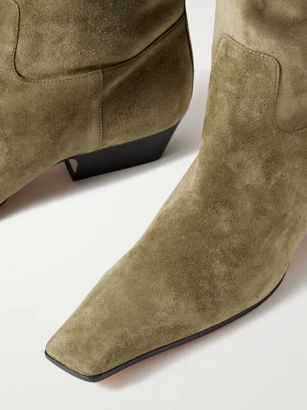 Khaite Marfa Suede Knee Boots - Green