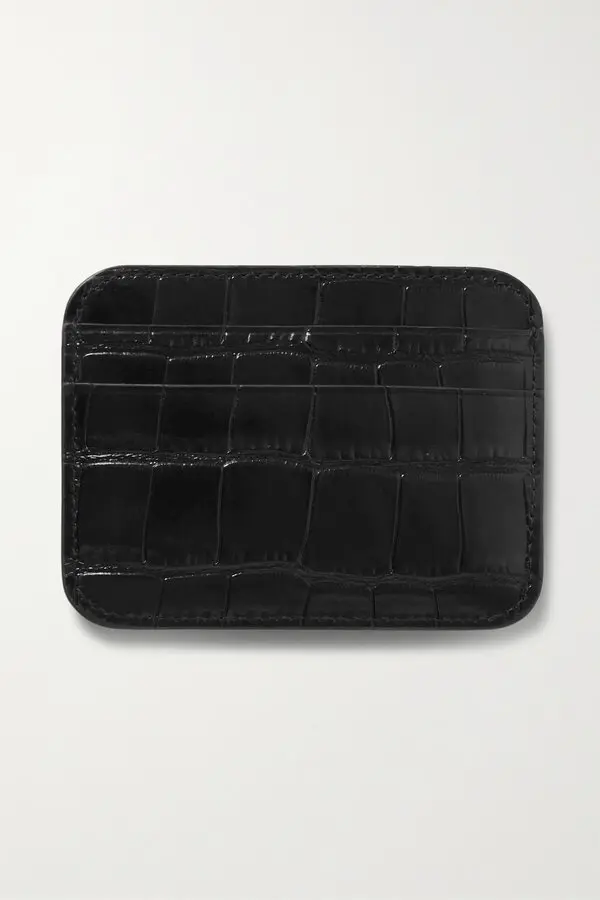 Balenciaga Cash Printed Croc-effect Leather Cardholder