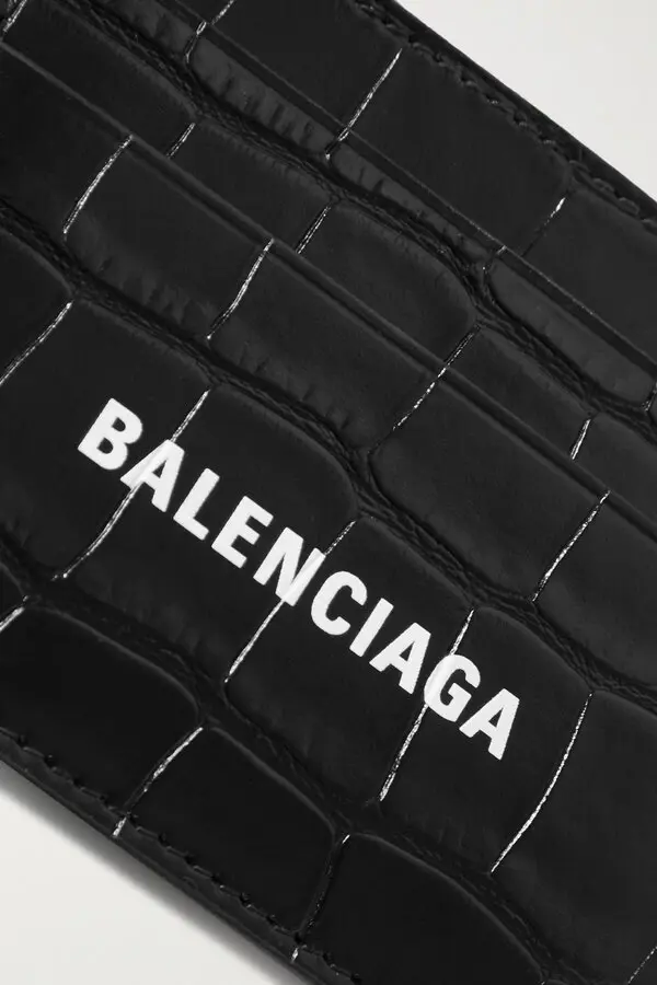 Balenciaga Cash Printed Croc-effect Leather Cardholder
